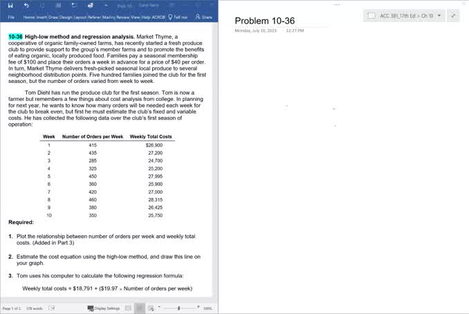 Problem 10-36 (17th Ed)