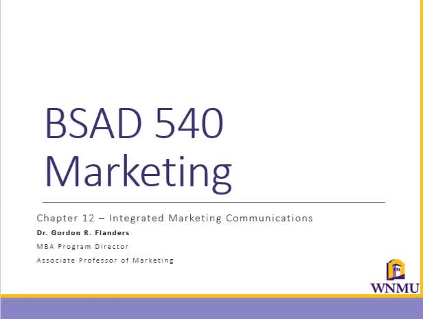 BSAD 540 - Module 12 Lecture - IMC