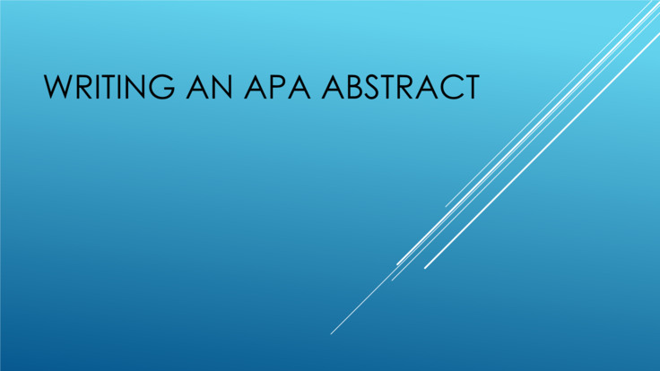 NUR 450: Burch - Writing an Abstract