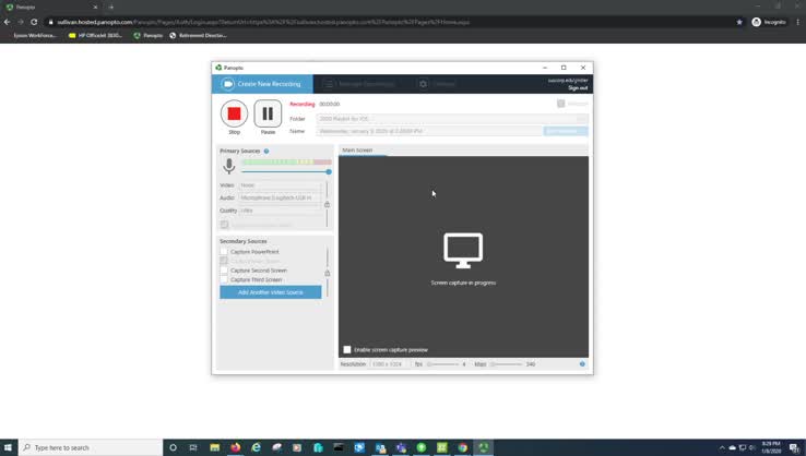 Logging into Panopto Website
