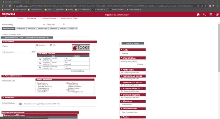 MyWSU - Adding and Removing Holds in myWSU