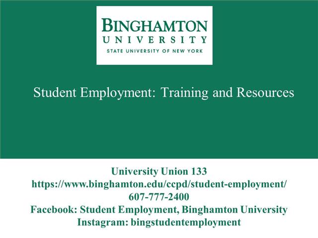 Student Employment Training and Resources