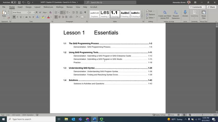 Video 02: SASP1 C01.1 The SAS Programming Process