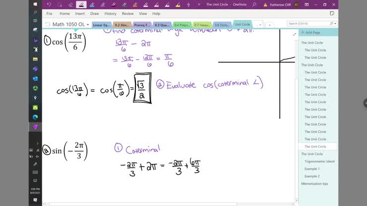 Unit circle beyond 0 to 2pi