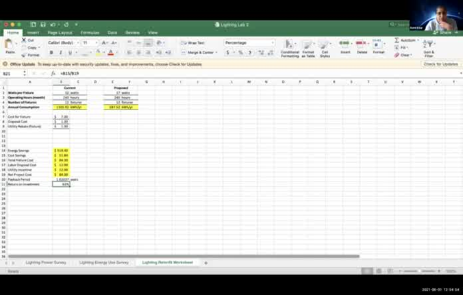 May 1, 2021 - SBST 402 Lighting Lab Report Out