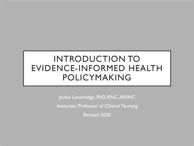 Intro to Evidence Informed Health Policymaking
