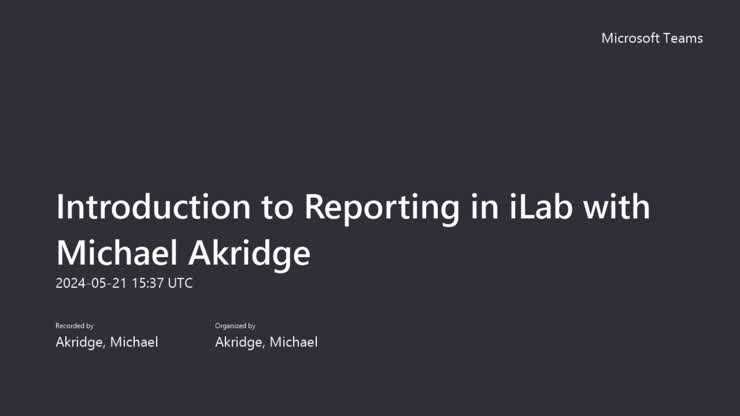 Introduction to Reporting in iLab