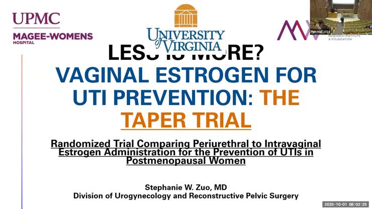 Grand Rounds: "Vaginal Estrogen for Recurrent UTI Prevention" - Dr. Zuo ...