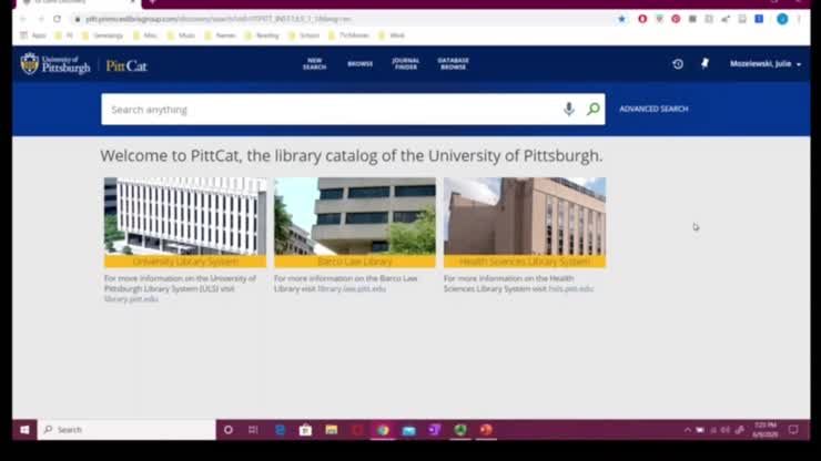 Beginning Search PittCat
