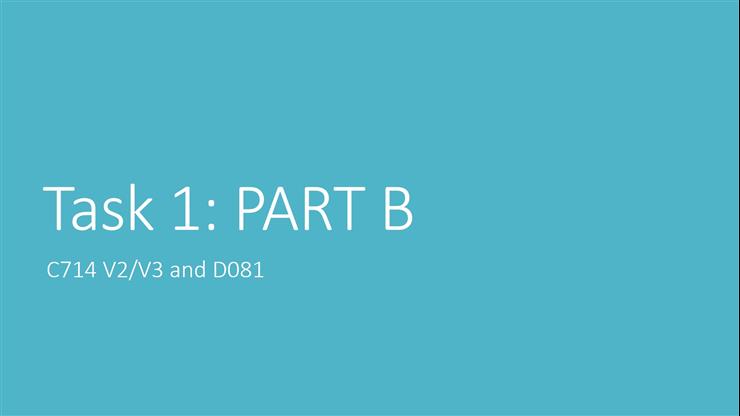 C714 D081 TASK 1: PART B
