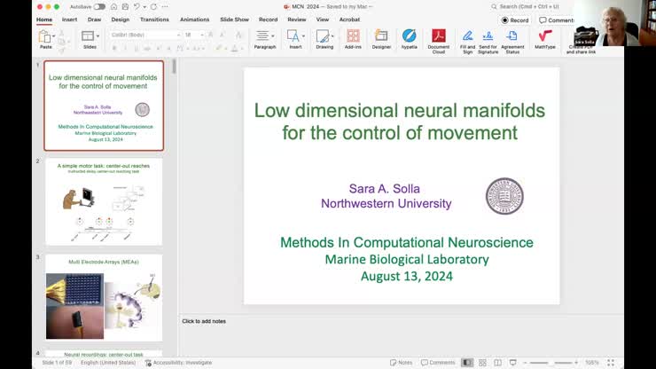 Low dimensional neural manifolds for the control of movement