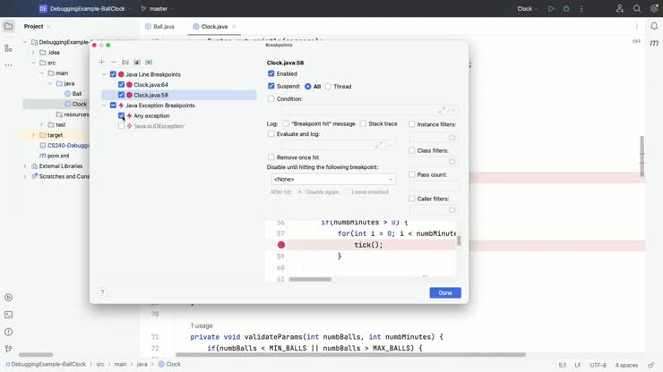 CS 240 - Advanced Breakpoint Settings