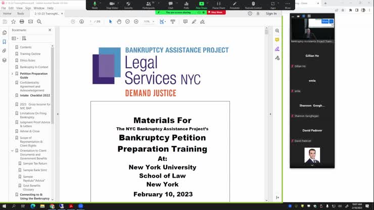 Bankruptcy Assistance Project Training