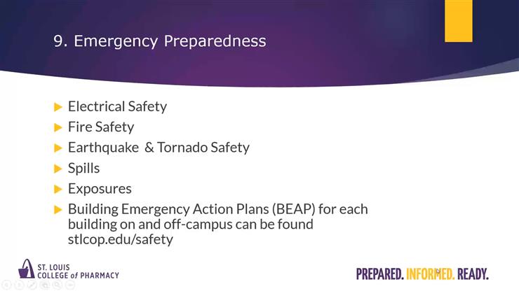 Laboratory safety Training 2017 emergency procedures section