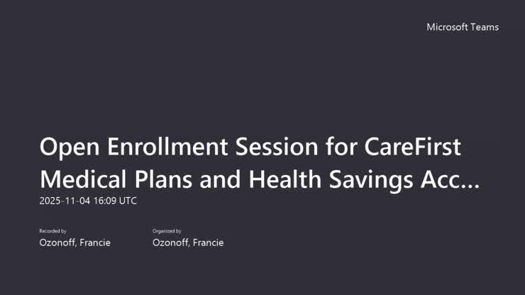 Open Enrollment Session for CareFirst Medical Plans and Health Savings ...
