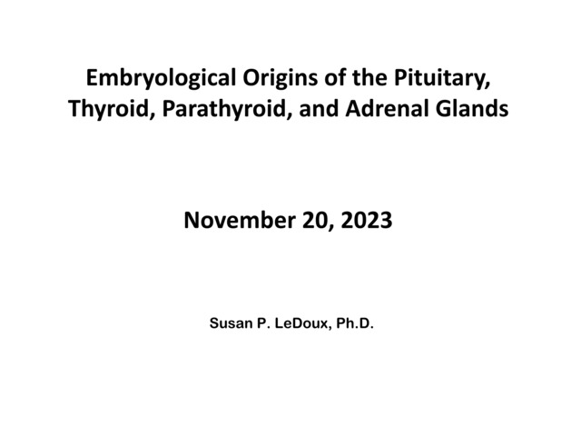 LEDOUX Embryological Origins of the Pituitary, Thyroid, Parathyroid ...