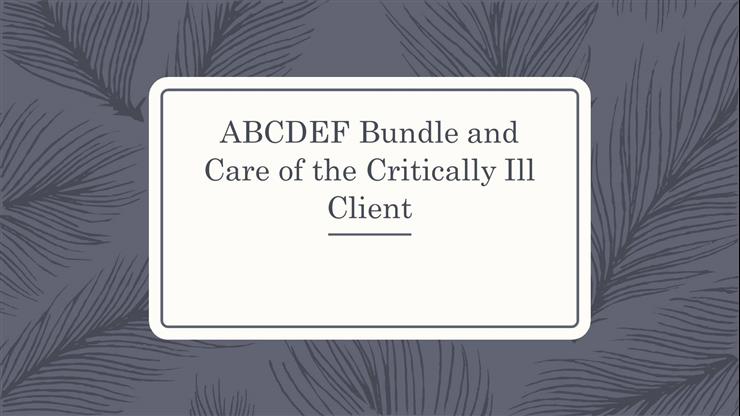 Oxygenation part 4: ABCDEF Bundle