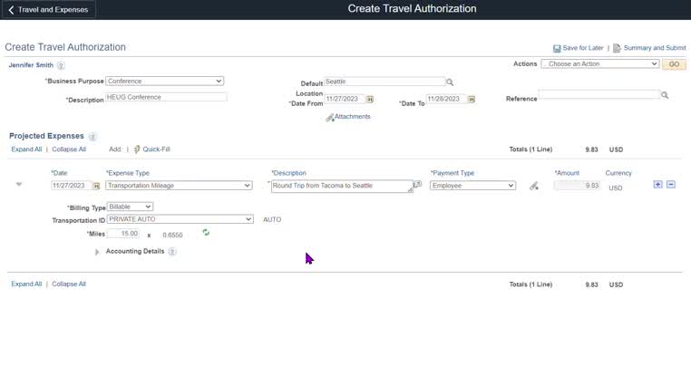EX_Adding Multiple Travel Authorization Expense Lines - No Audio