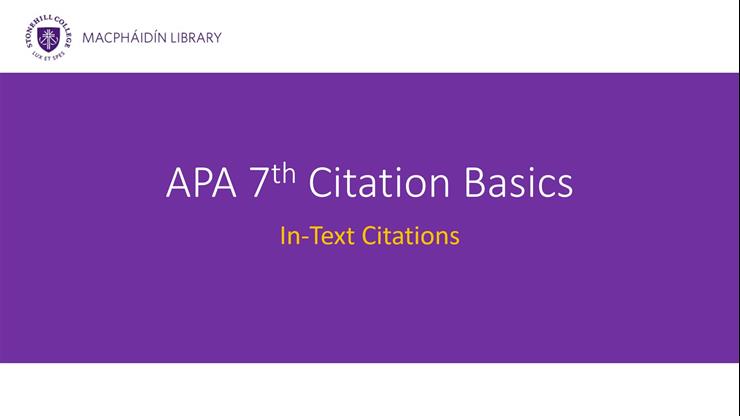 APA Citation Basics: In-Text Citations