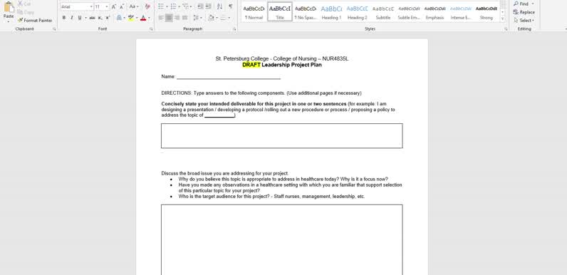 DRAFT Project Plan Overview video