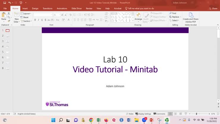 Lab 10 Video Tutorial_Minitab