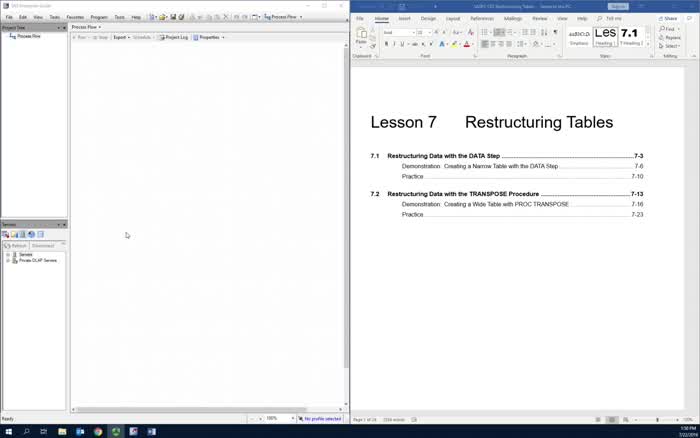 Video 64: SASP2 Chapter 7.1 Restructuring Data with the DATA step