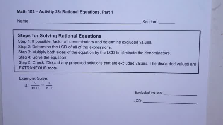 Math 103 Rational Equations Part 1