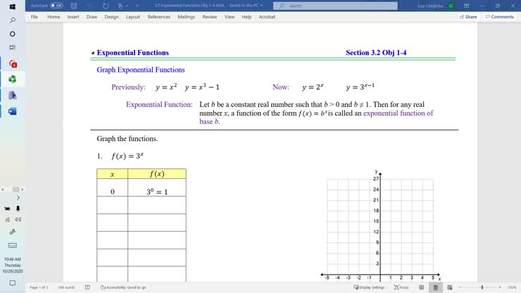 Lesson 3.2 Graphing Exponential Functions