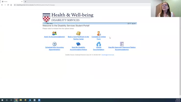 Disability Services Student Portal Complete an Online Form Module