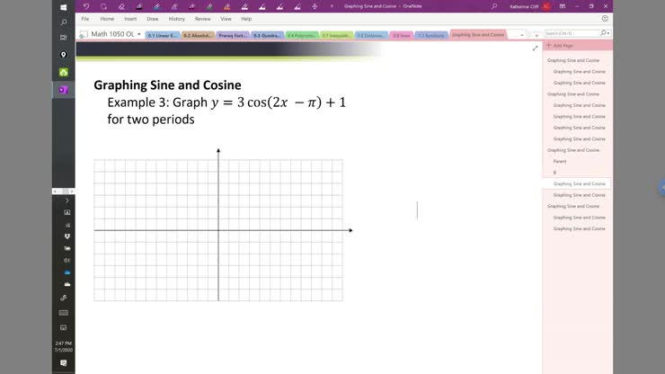 Graphing sinusoidal function example 3