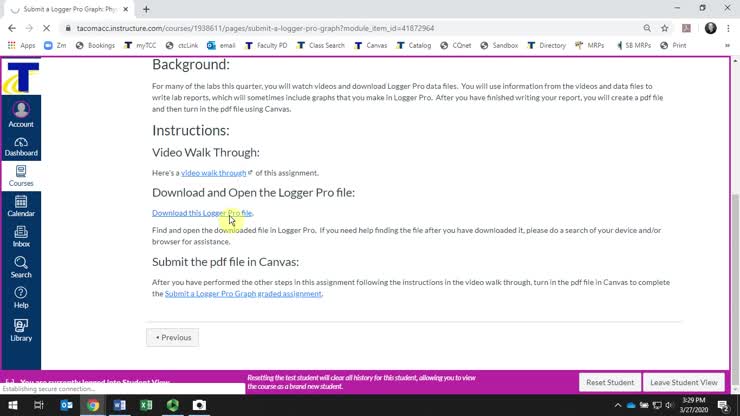 Submit a Logger Pro Graph Walk Through