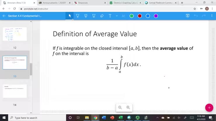 MAT 271 Average Value of a Function