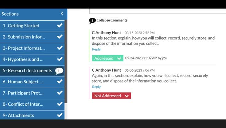 Returning a Submission (Addressing Comments)