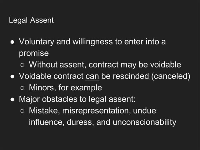 Week 8: Contracts and Assent