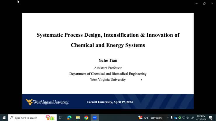 Ezra Systems Seminar on 4/19/2024: Dr. Yuhe Tian