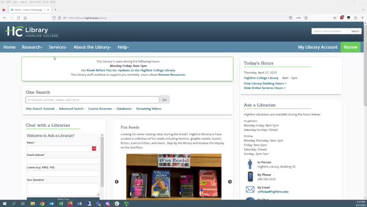Requesting an Information Literacy Session Through the Library