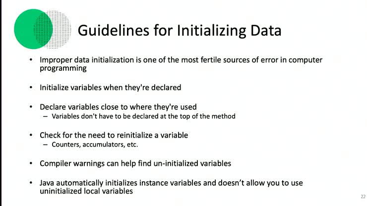 CS 240 - Initializing Data
