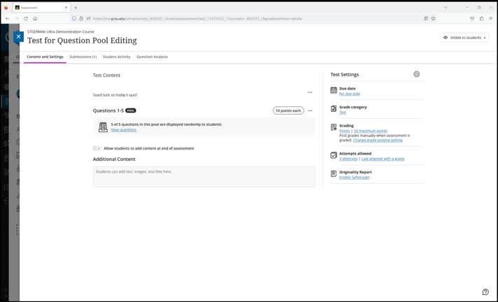 Editing a Question in a Blackboard Test Pool