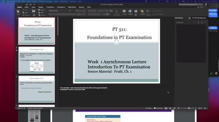 PT 511_Week 1 Asynchronous_Examination Overview