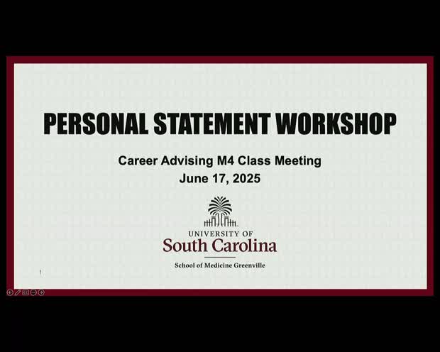 M4 Class Meeting - Personal Statement Workshop