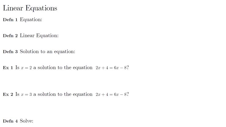 Linear Equations