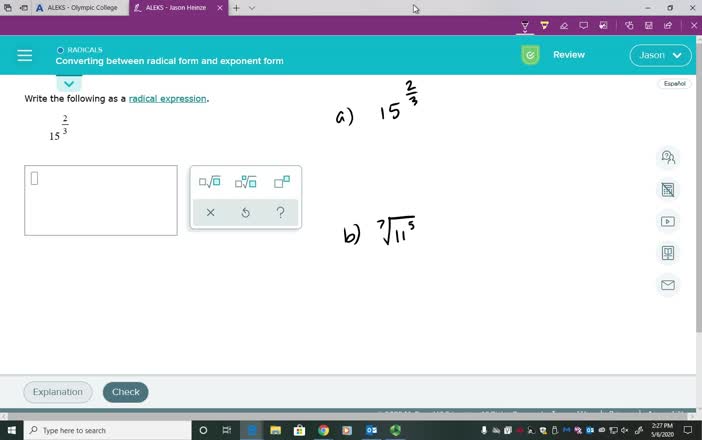 Converting between radical form and exponent form