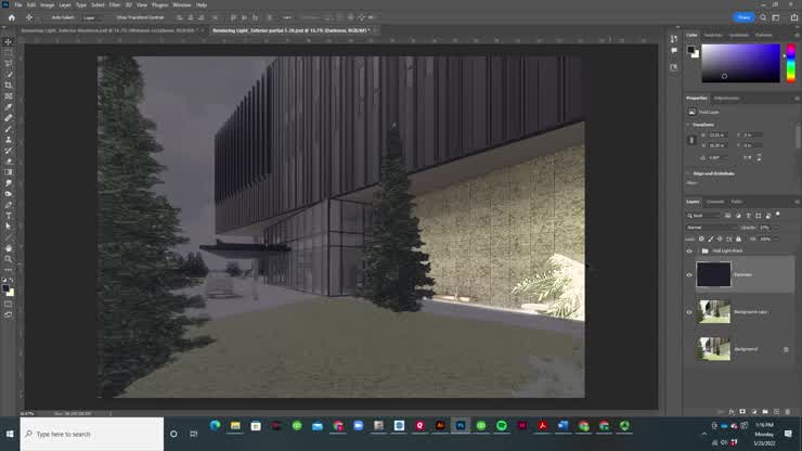 Rendering Light with Photoshop - Night time scene - Soffits and Windows