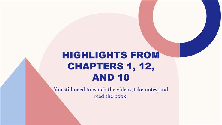 Chapter 1, 12, and 10 Highlights