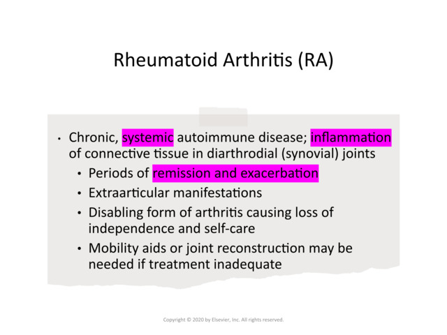 Chapter 64: Rheumatoid Arthritis