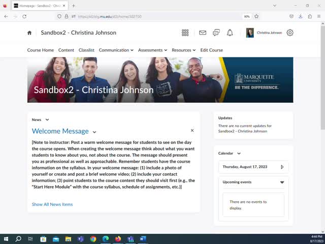 Create an announcement in D2L