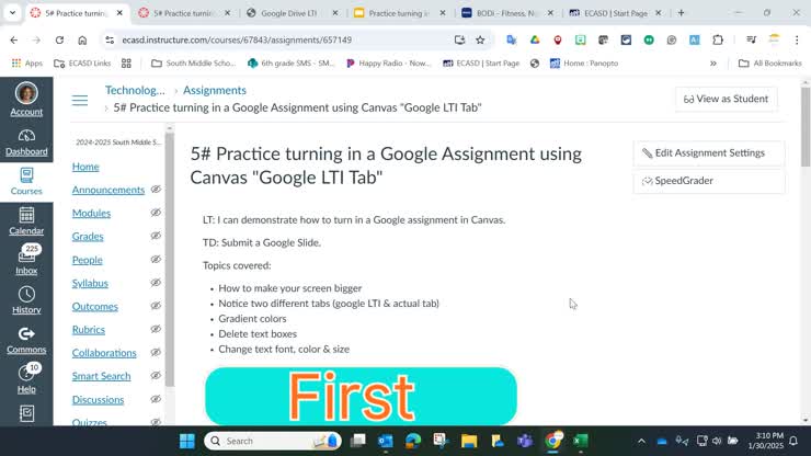 how to turn in a Google Assignment in canvas