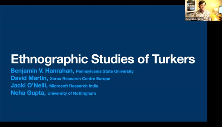 NETS 213 - 2021-02-02 - Ethnographic Studies of Turkers (Benjamin Hanrahan)