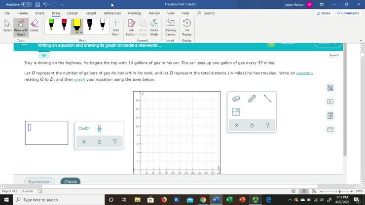 Writing an equation and drawing its graph to model a real-world situation