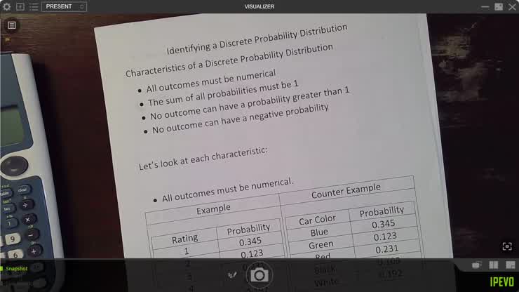 Discrete Probability - Determine Probabilities from Discrete ...